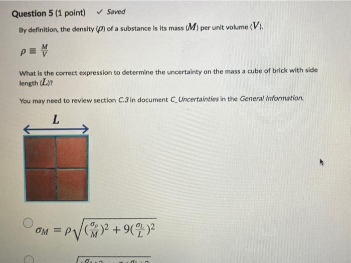 Solved By definition, the density (p) of a substance is its | Chegg.com
