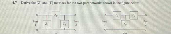 Solved 4.7 Derive the [Z] and [Y] matrices for the two-port | Chegg.com