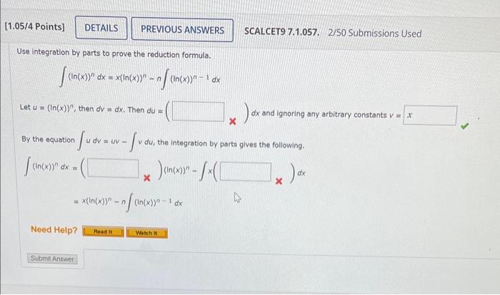 Solved Use integration by parts to prove the reduction | Chegg.com