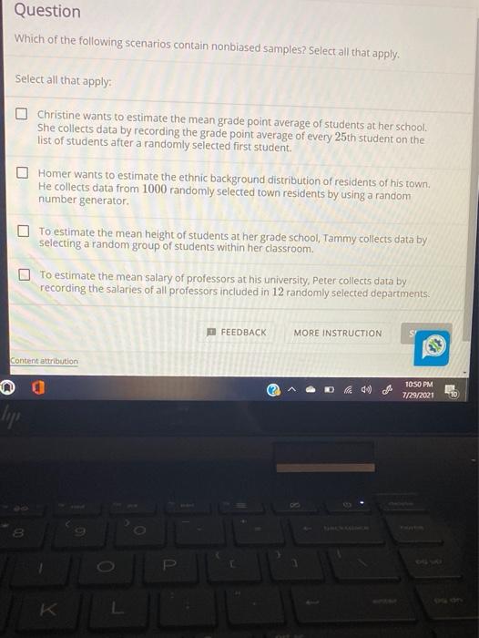 Solved Question Which of the following scenarios contain | Chegg.com