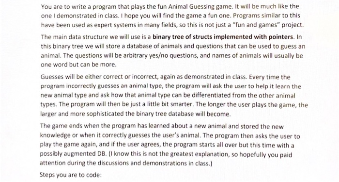 Solved You are to write a program that plays the fun Animal | Chegg.com