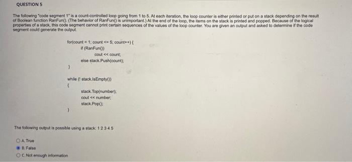 Solved QUESTIONS The following code segment 1' is a | Chegg.com