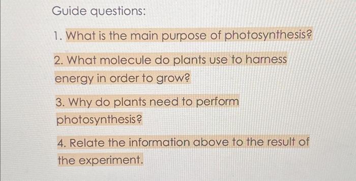 Solved Guide questions: 1. What is the main purpose of | Chegg.com