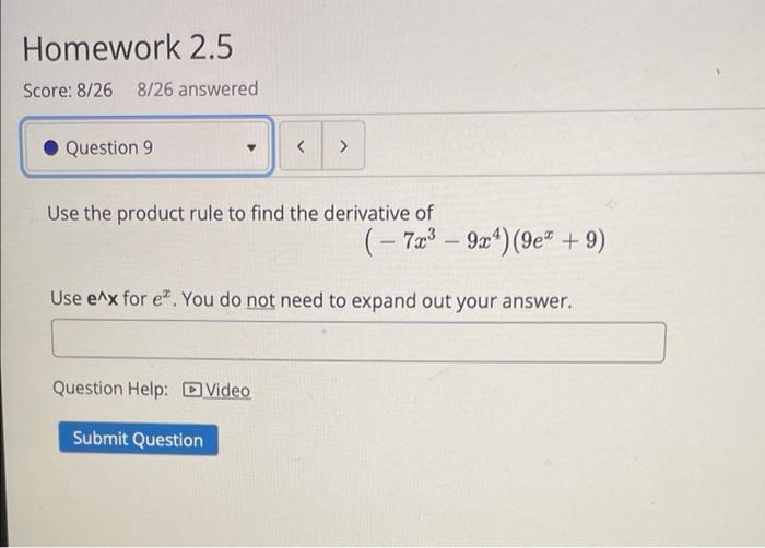 Solved Homework 2.5 Score: 8/26 8/26 answered Question 9 | Chegg.com