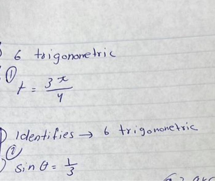 Solved 6 trigonometric 0 t=3t ។ Identifies 6 trigonometric | Chegg.com