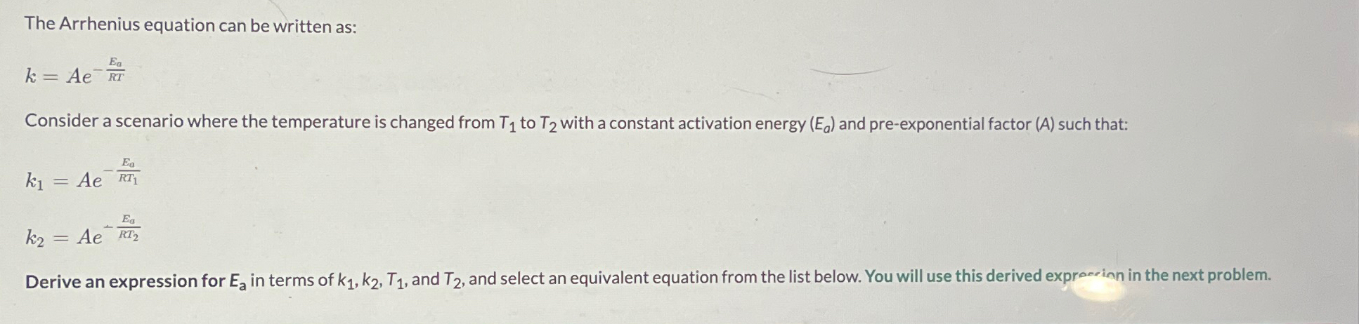Solved The Arrhenius equation can be written | Chegg.com