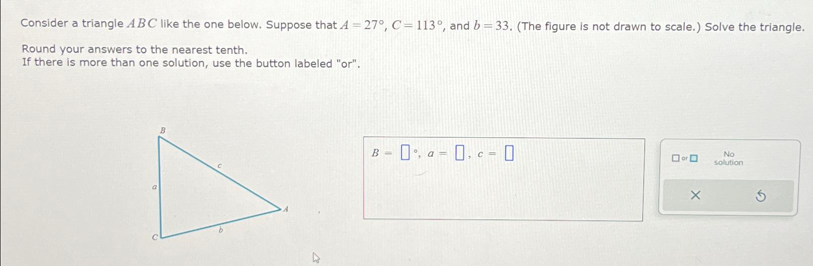 Solved Consider a triangle ABC like the one below. Suppose | Chegg.com