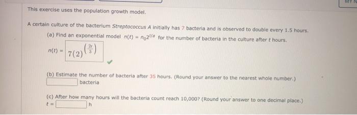 Solved MYN This exercise uses the population growth model. A | Chegg.com