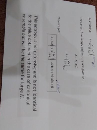 Solved GRAND CANONICAL ENSEMBLE NON, Z= The grand partition | Chegg.com