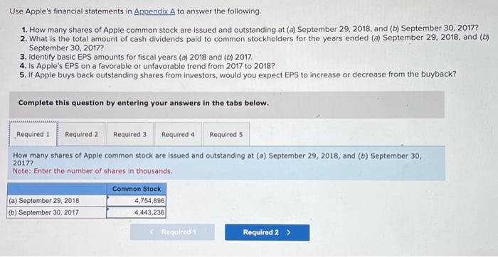 Solved Use Apple's financial statements in ARpendix A to | Chegg.com