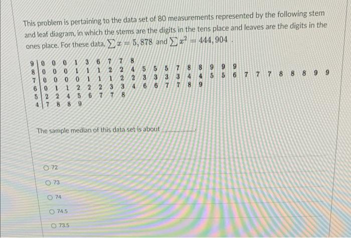 Solved This problem is pertaining to the data set of 80 | Chegg.com