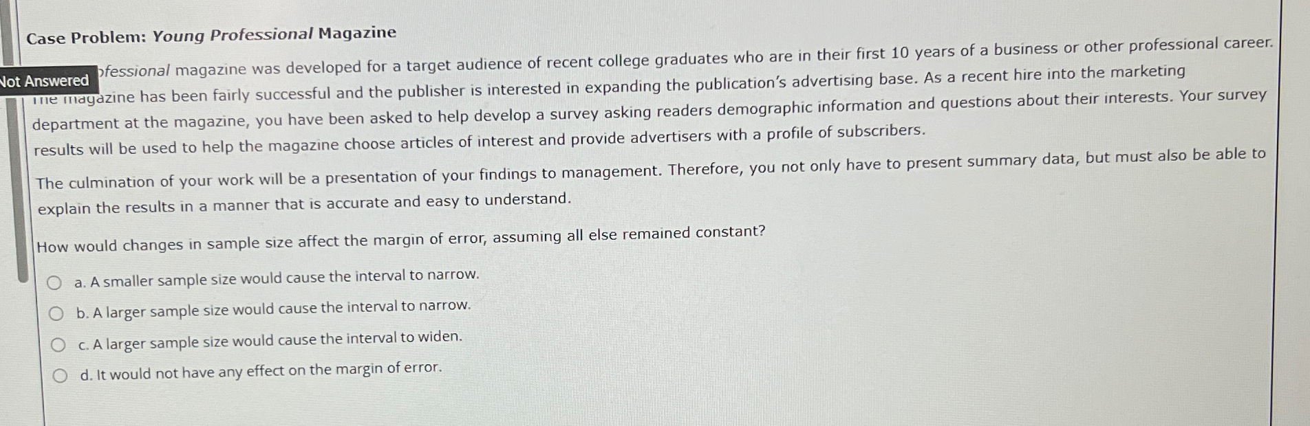 Solved Case Problem: Young Professional Magazinefessional | Chegg.com