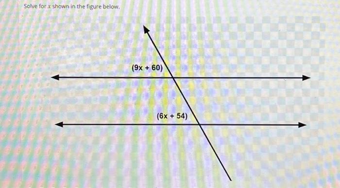 Solved Solve for x shown in the figure below. (9x + 60) (6x | Chegg.com