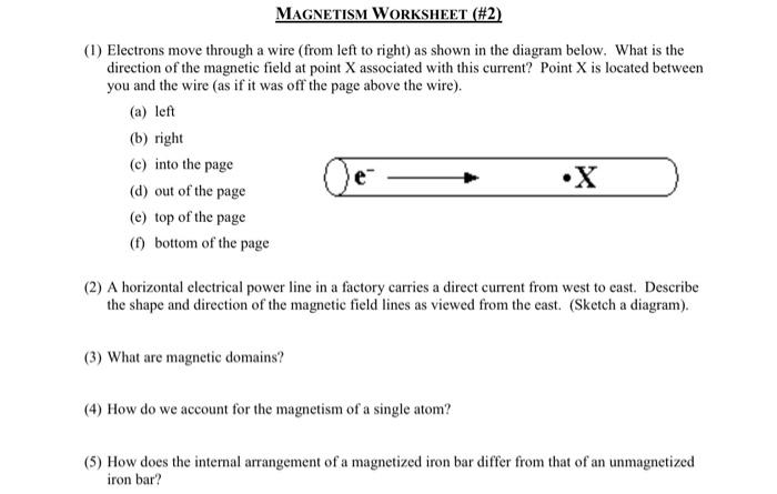 Solved (1) Electrons move through a wire (from left to | Chegg.com