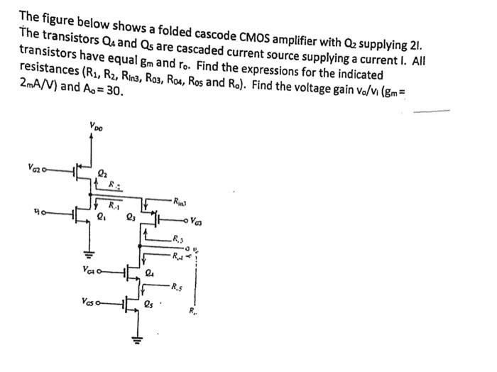 The figure below shows a folded cascode CMOS | Chegg.com