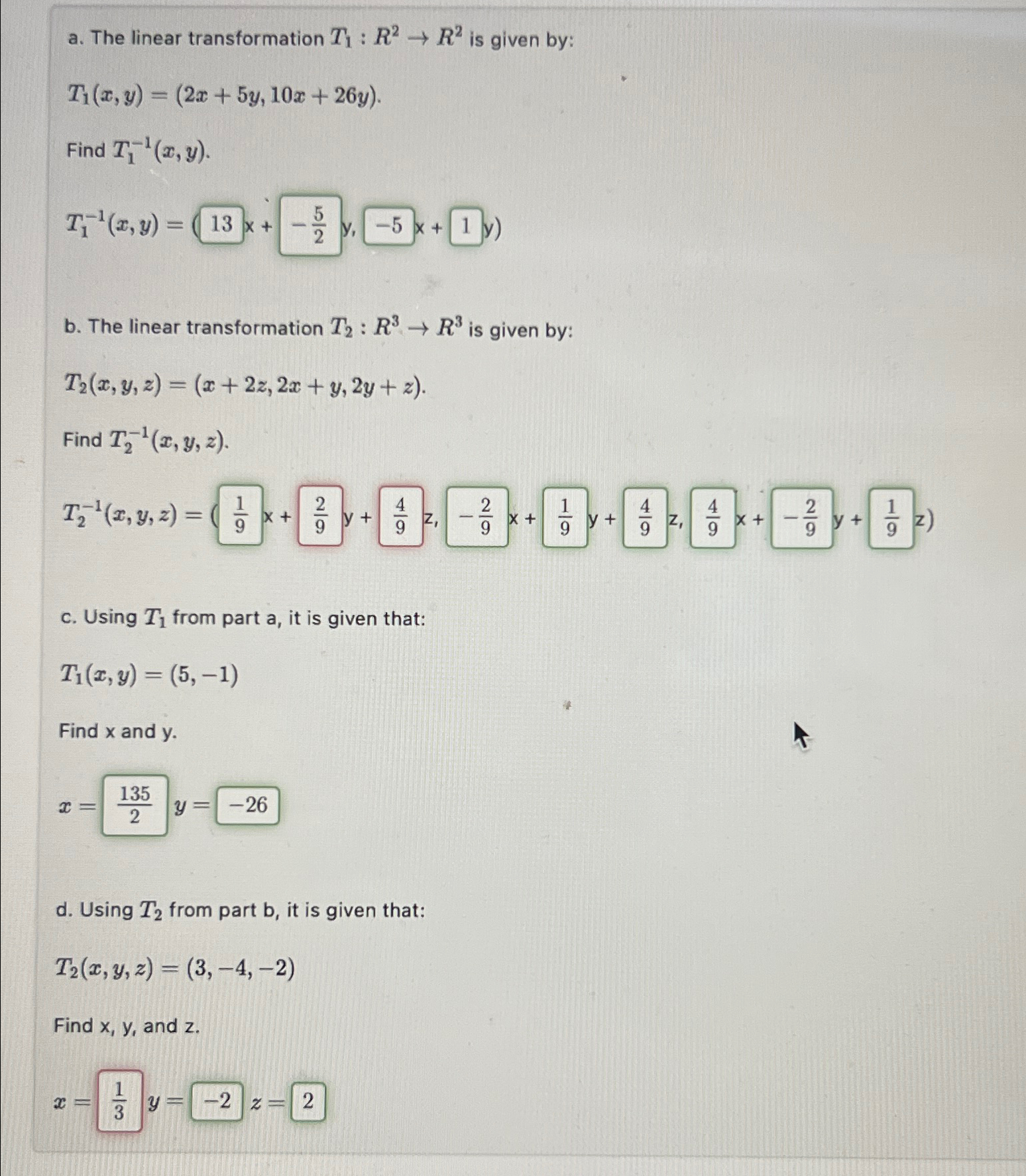 Solved a. ﻿The linear transformation T1:R2→R2 ﻿is given | Chegg.com