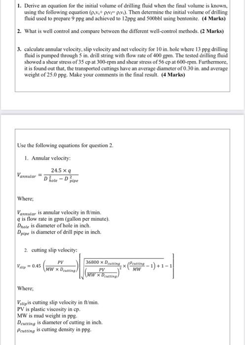 Solved 1. Derive an equation for the initial volume of | Chegg.com
