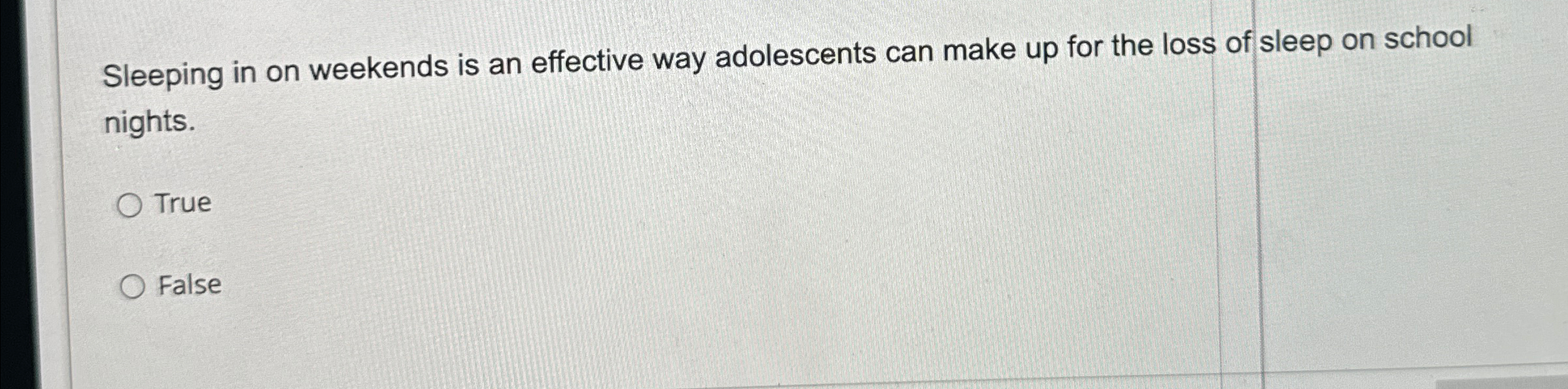 Solved Sleeping in on weekends is an effective way | Chegg.com