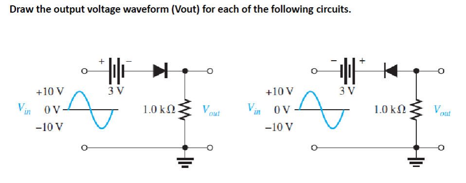 Solved Draw the output voltage waveform (Vout) ﻿for each of | Chegg.com