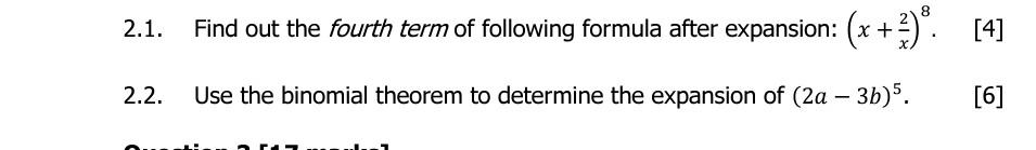 Solved 2.1. Find out the fourth term of following formula | Chegg.com