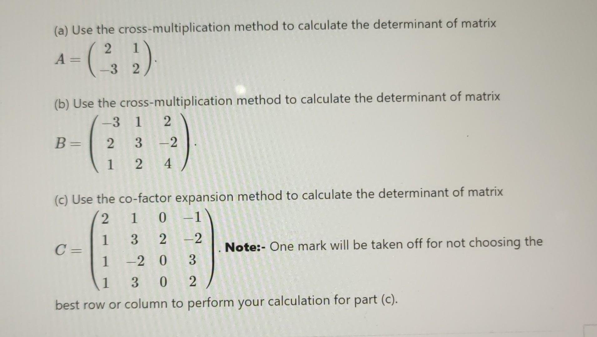 Solved (a) Use the cross-multiplication method to calculate | Chegg.com