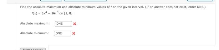 Solved Find The Absolute Maximum And Absolute Minimum Values 8143