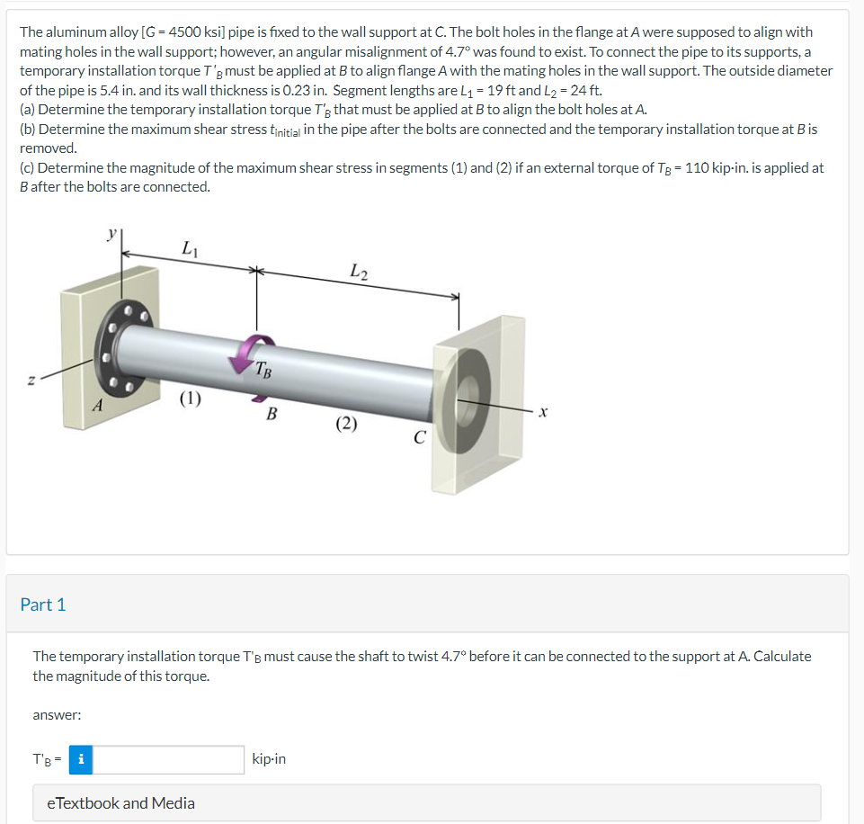 Solved Part 1The temporary installation torque TB ﻿must | Chegg.com