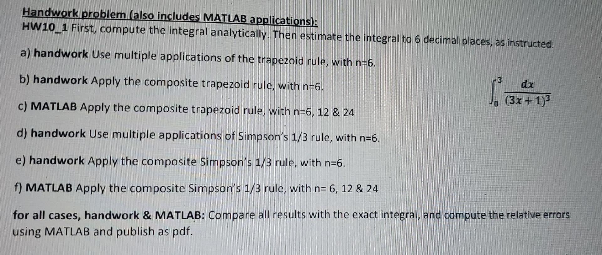 Handwork problem (also includes MATLAB applications): | Chegg.com