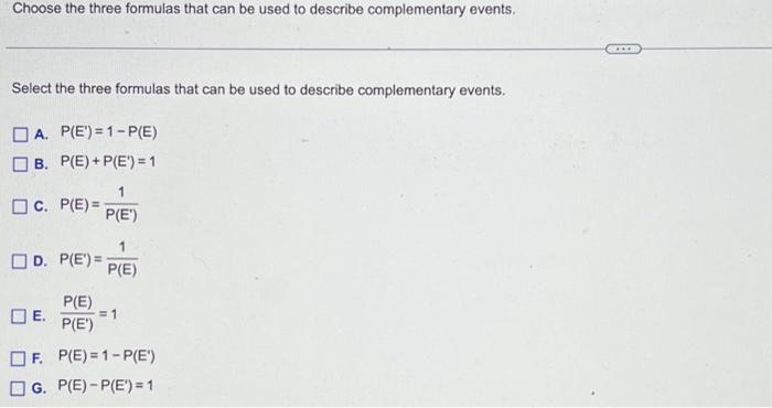 Solved Choose the three formulas that can be used to | Chegg.com