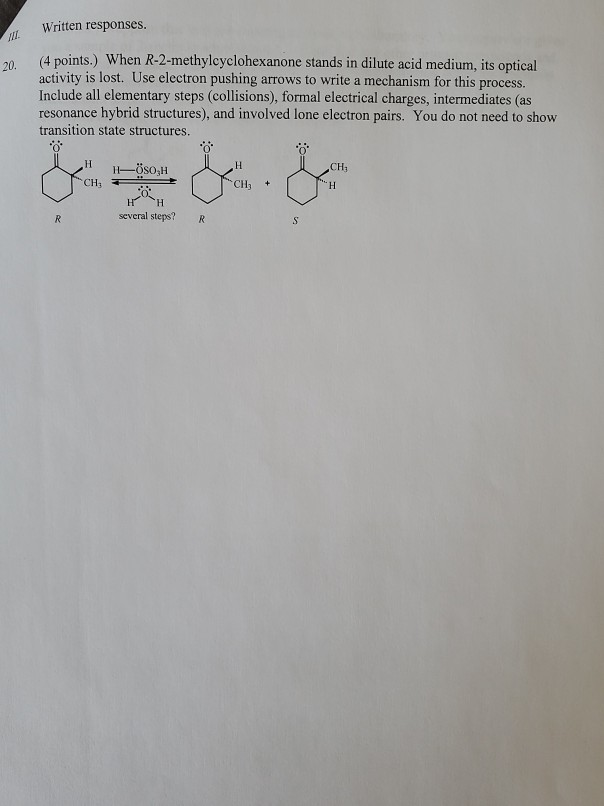 Solved When R-2-methylcyclohexanone stands in dilute acid | Chegg.com