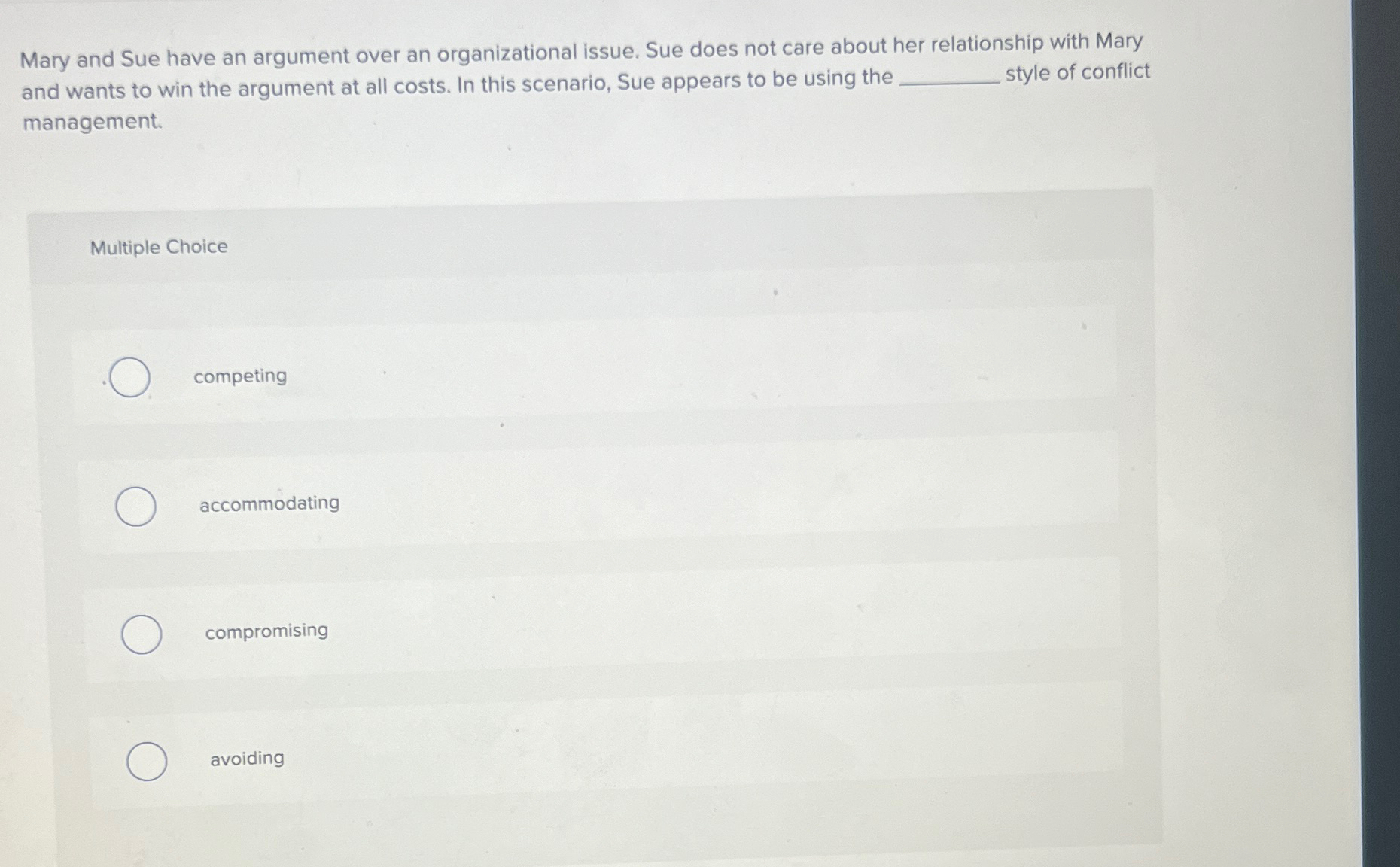 Solved Mary and Sue have an argument over an organizational | Chegg.com