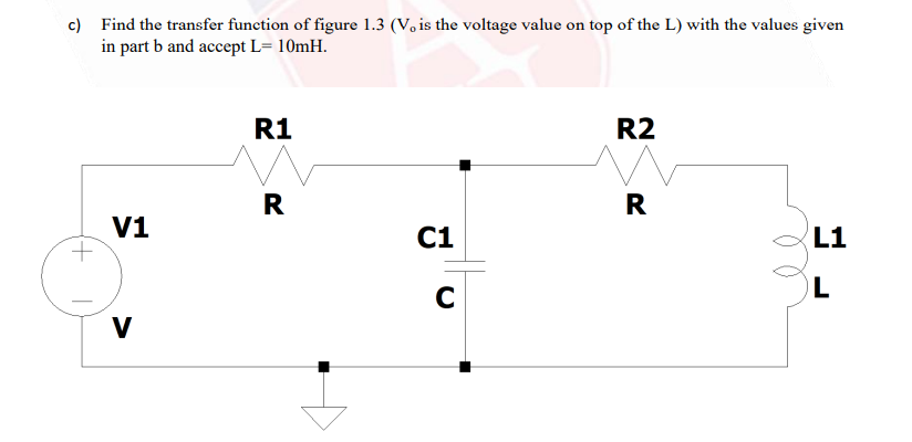 Solved c) ﻿Find the transfer function of figure is the | Chegg.com