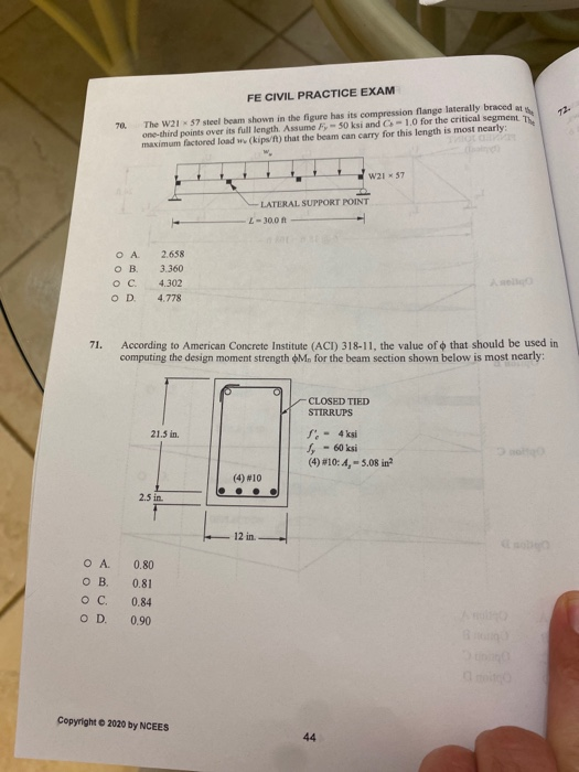 70. FE CIVIL PRACTICE EXAM The W2157 steel beam shown | Chegg.com