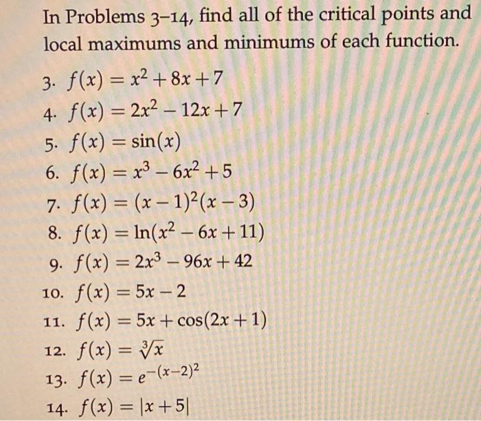 Solved In Problems 3−14, find all of the critical points and | Chegg.com