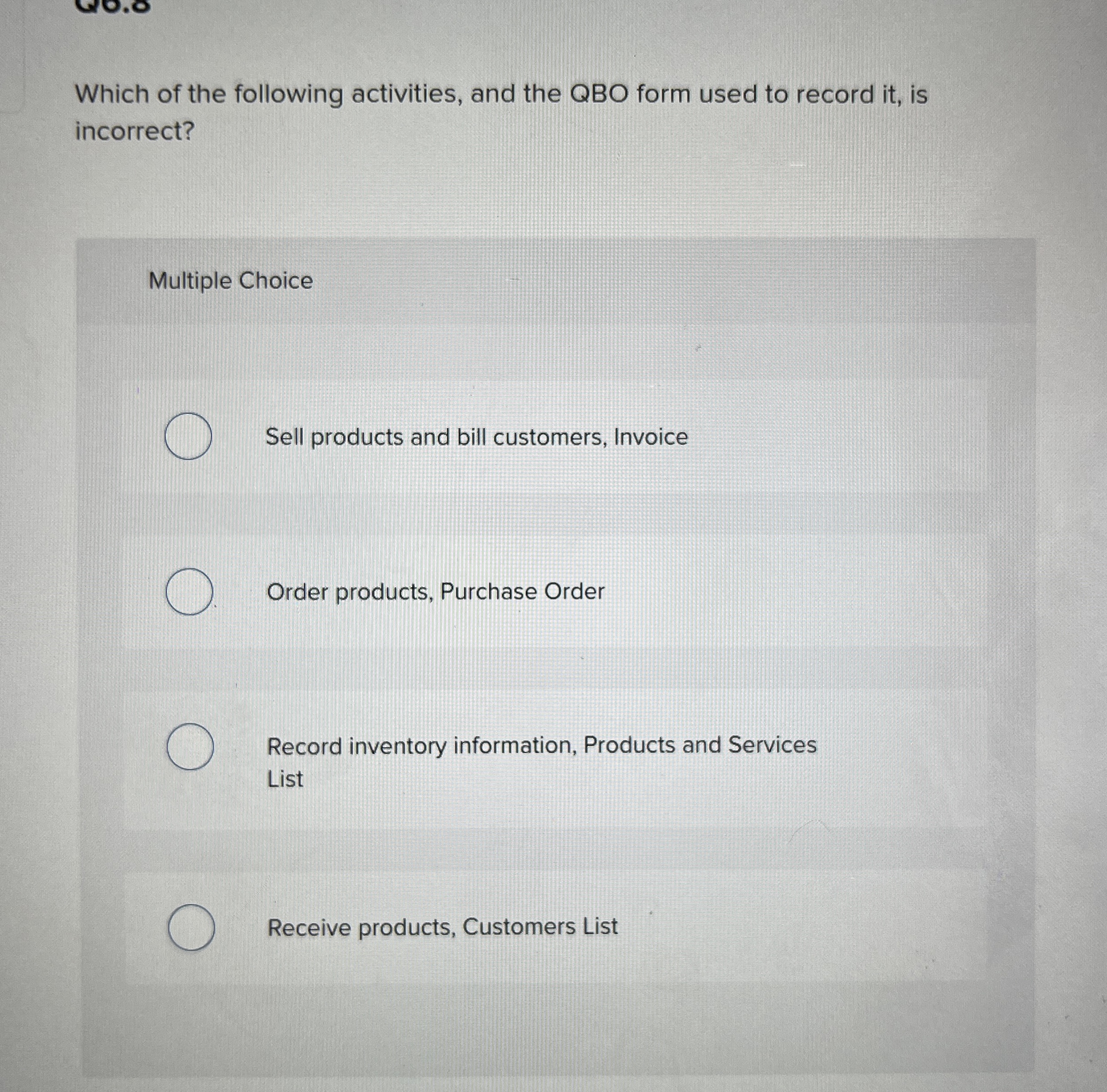 Solved Which of the following activities, and the QBO form | Chegg.com