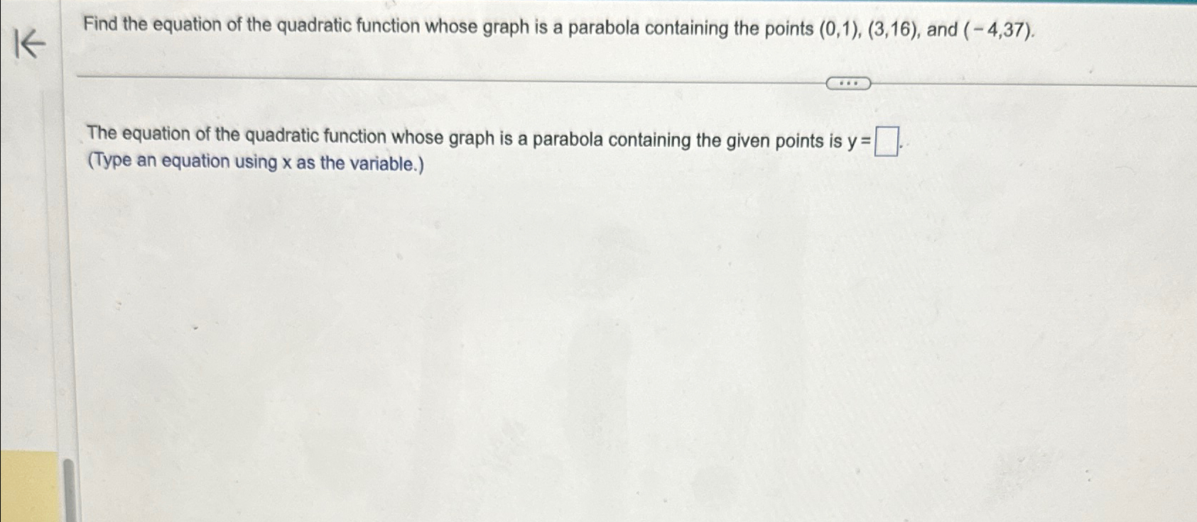 Solved Find the equation of the quadratic function whose | Chegg.com