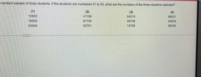 Solved A class has 50 students. Use the first row of digits | Chegg.com