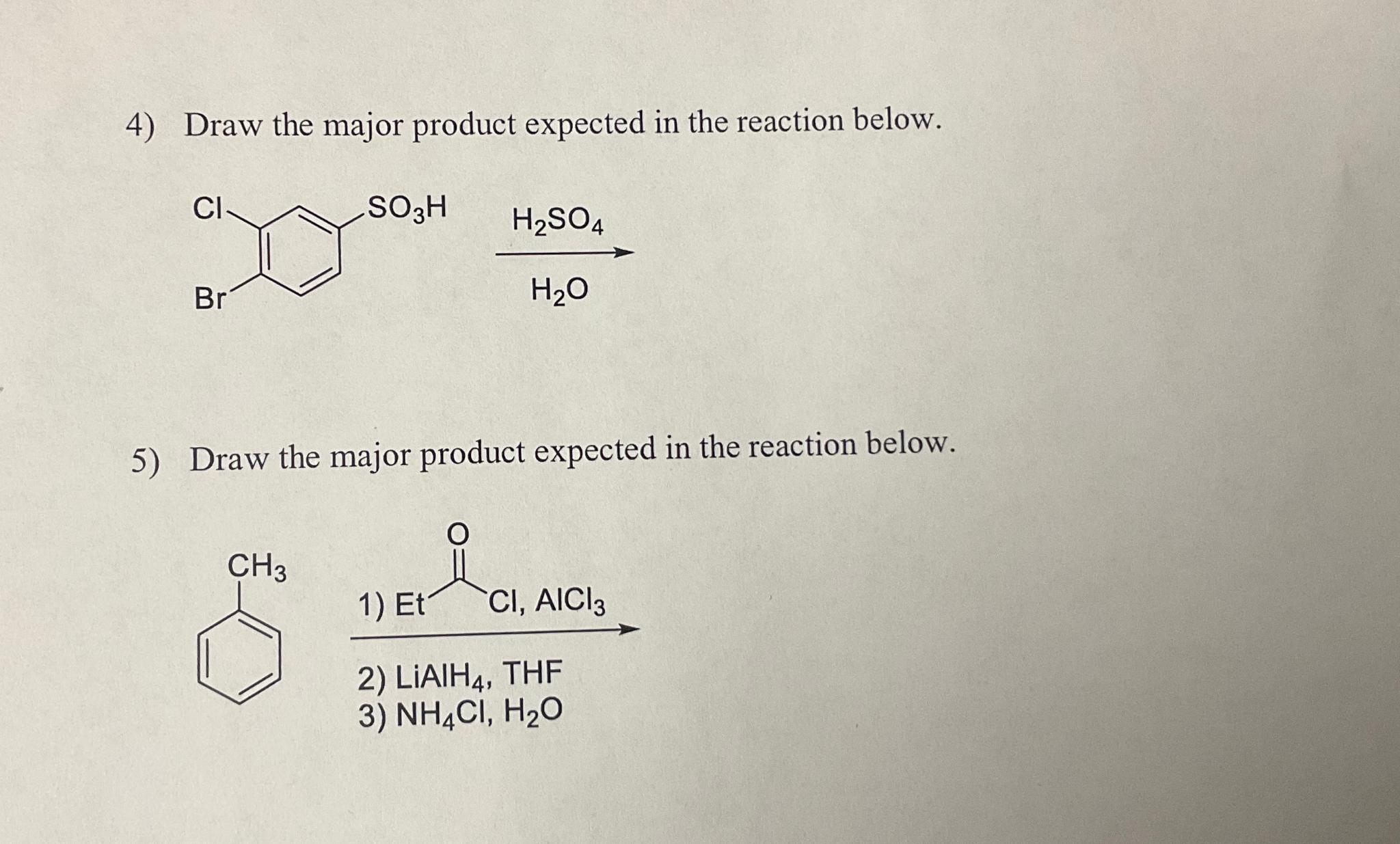Solved Draw The Major Product Expected In The Reaction