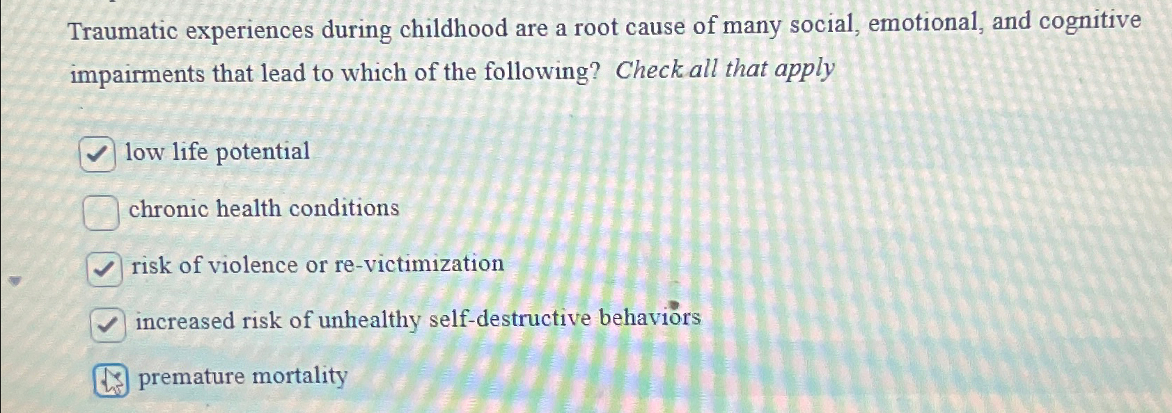 Solved Traumatic experiences during childhood are a root | Chegg.com