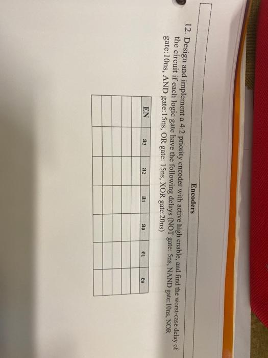 Solved Encoders 12. Design and implement a 4:2 priority | Chegg.com