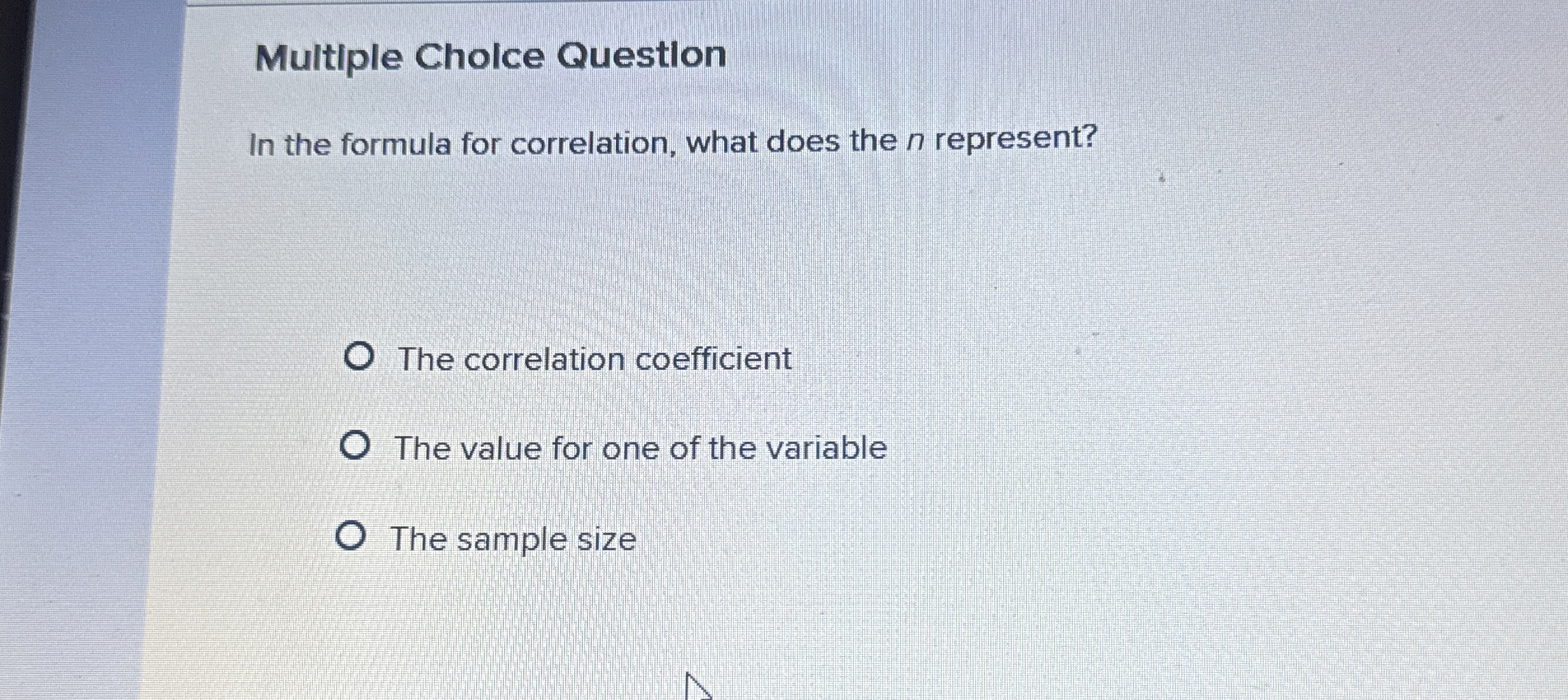 Solved Multiple Cholce QuestlonIn the formula for | Chegg.com