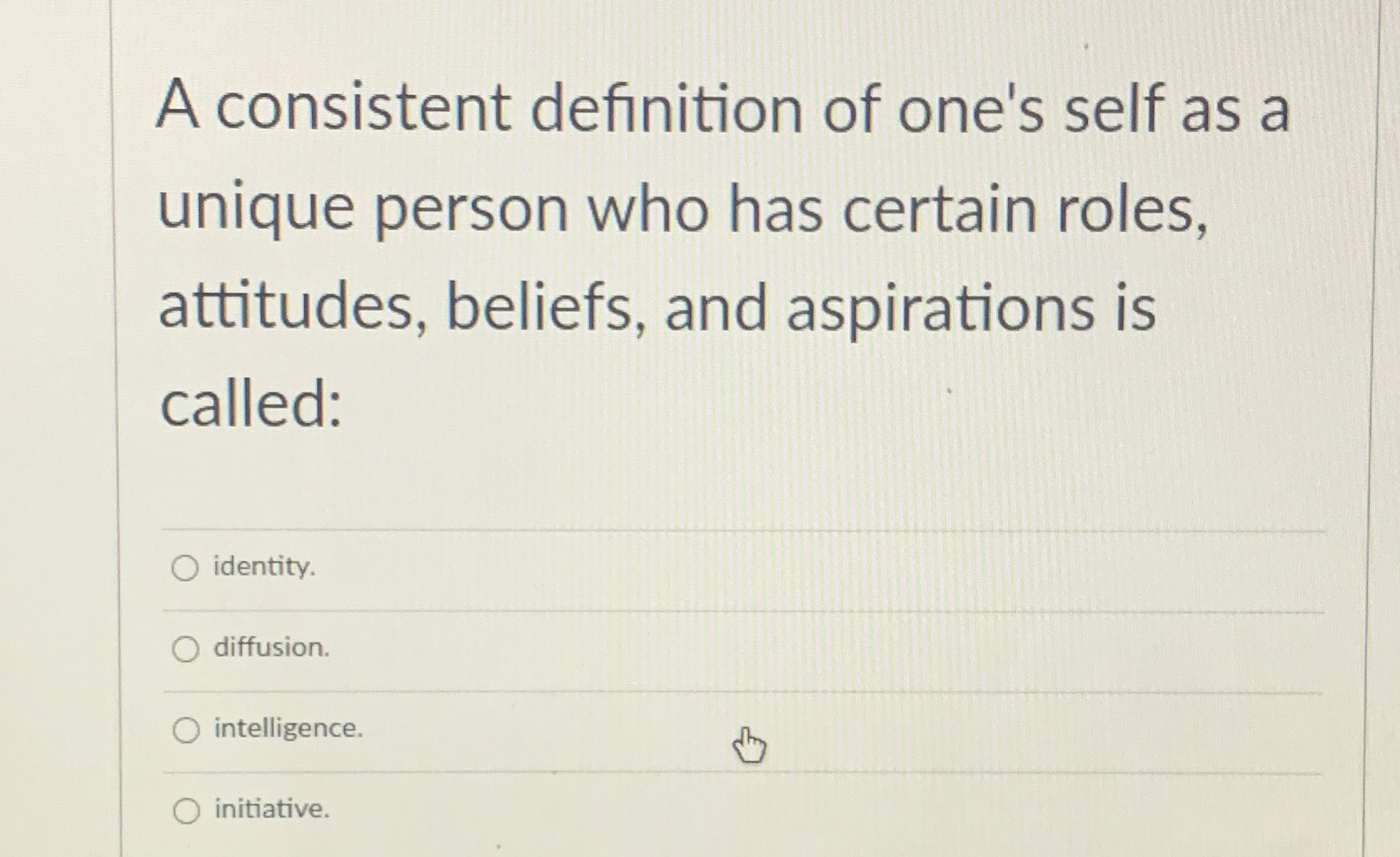Solved A consistent definition of one's self as a unique | Chegg.com