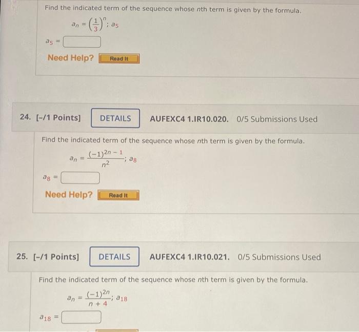 Solved Find The Indicated Term Of The Sequence Whose Nth
