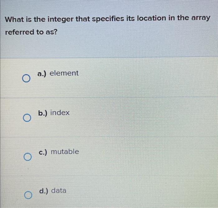 Solved What is the integer that specifies its location in | Chegg.com