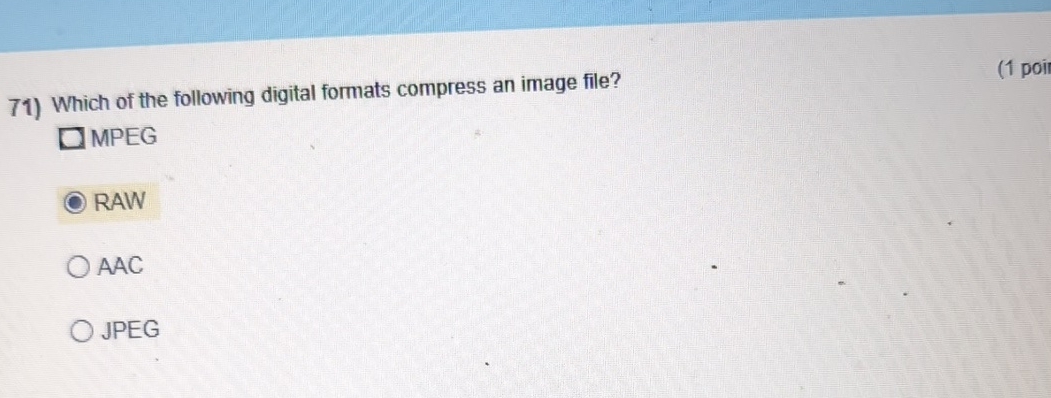 Solved Which of the following digital formats compress an | Chegg.com