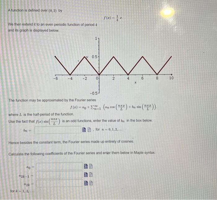 Solved A function is defined over (0,2) by f(x)=41x We then | Chegg.com