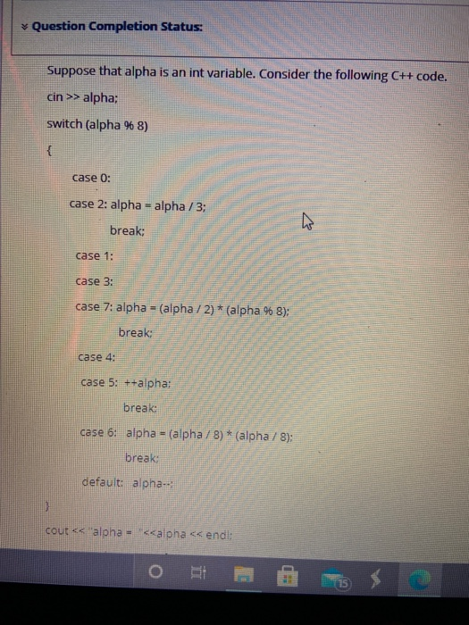 Solved Question Completion Status: Suppose that alpha is an | Chegg.com