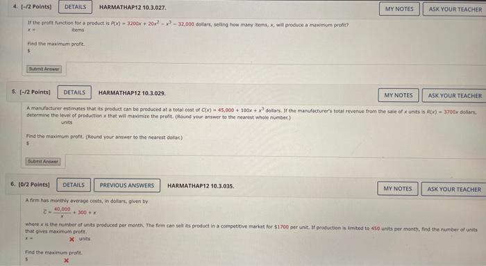 Solved If the arofit function for a prodoct is | Chegg.com