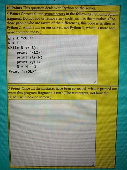 Solved 10 Points This question deals with Python on the | Chegg.com