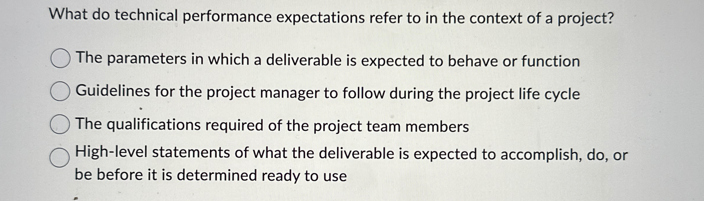 Solved What do technical performance expectations refer to | Chegg.com